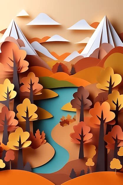 Premium Ai Image Paper Folding Art Landscape