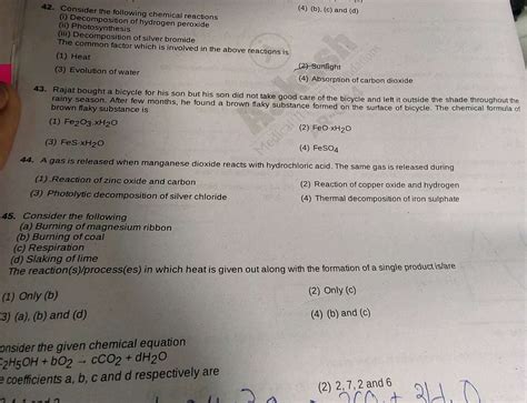 42 Consider the following chemical reactions | StudyX