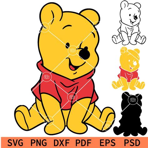 Winnie The Pooh Layered Svg Layered Winnie The Pooh Sitting SVG SVG