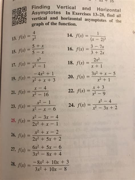 Solved Finding Vertical And Horizontal Asymptotes In Chegg Com