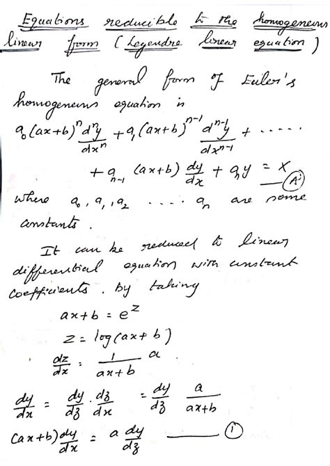 Solution Equations Reducible To The Homogeneous Linear From Legendre