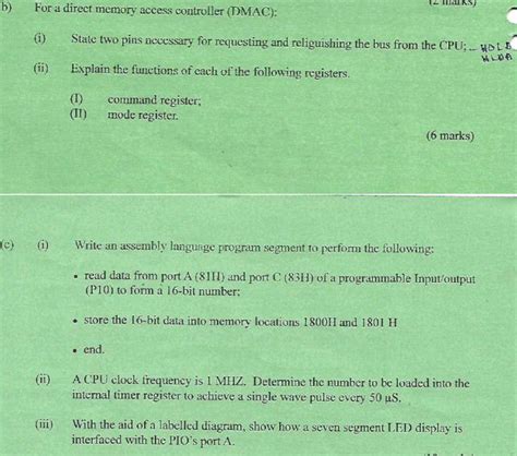 B For A Direct Memory Access Controller DMAC StudyX
