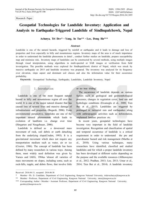 PDF Geospatial Technologies For Landslide Inventory Application And Analysis To Earthquake