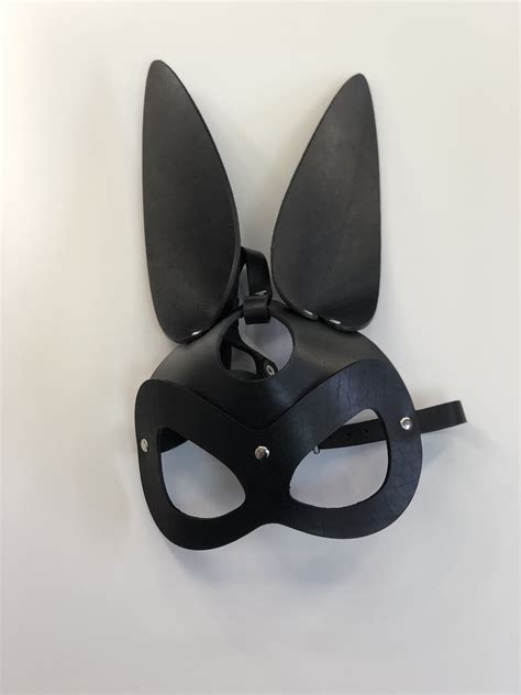 Mask Of Leather Bunny Ears Bdsm Mask Halloween Mask Etsy