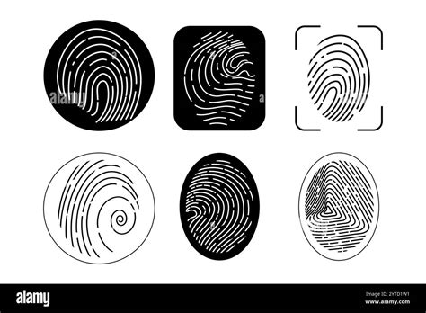 Finger Print Icon Biometric Id Unique Scan Line Signature On White Background Touch Id