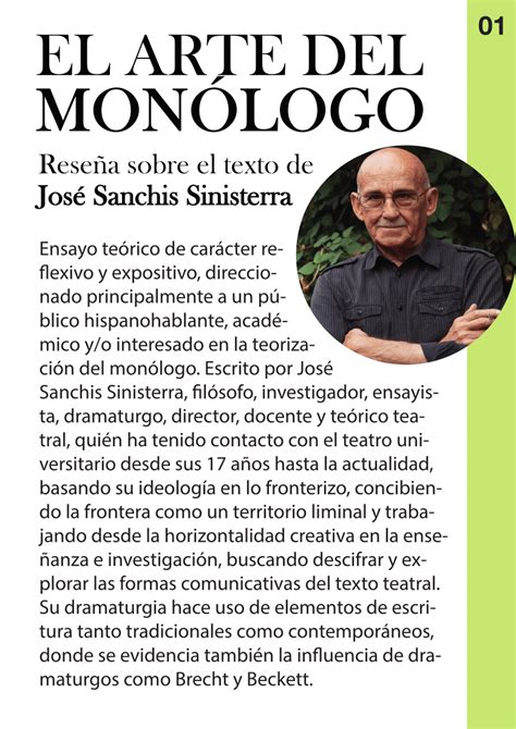 PDF EL ARTE DEL MONÓLOGO Reseña sobre el texto de José Sanchis Sinisterra