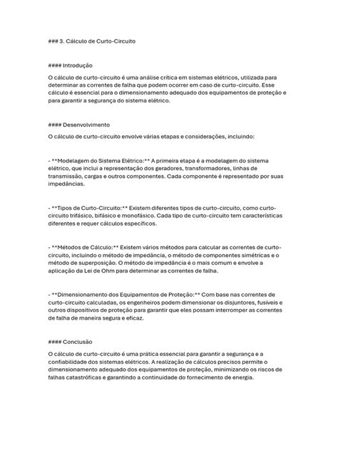 Calculo De Curto Circuito Pdf