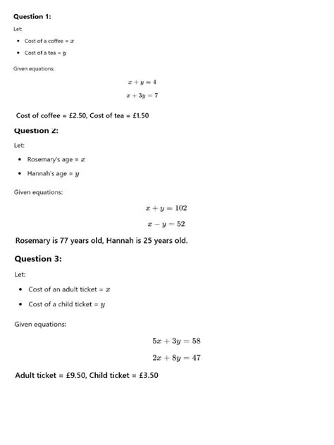 Word Problems Simultaneous Eq Pdf