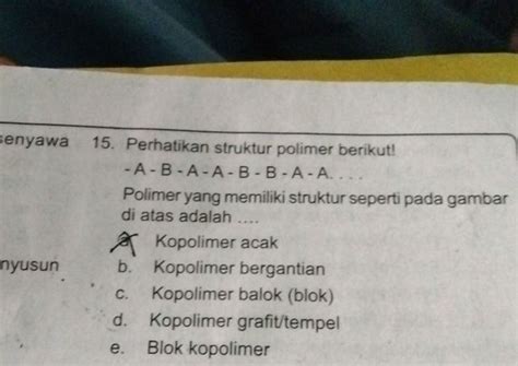 15 Perhatikan Struktur Polimer Berikut Studyx