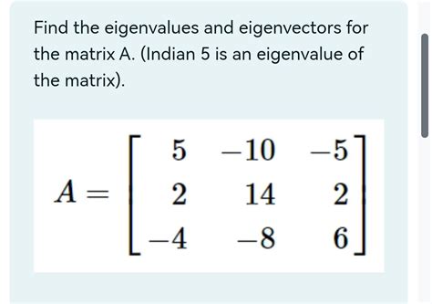Solved Find The Eigenvalues And Eigenvectors For The Matrix Chegg Com