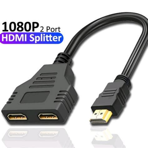 1080 Hdmi Port Male To 2 Female 1 2 Out Splitter Adapter Cable Lazada Ph