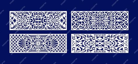 Cnc 레이저 절단을 위한 아름다운 곡선 패턴 프리미엄 벡터
