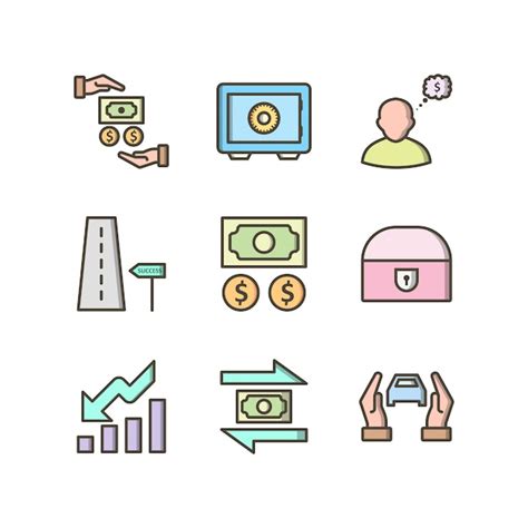 Conjunto De Conjunto De Iconos De Banca Vector Premium