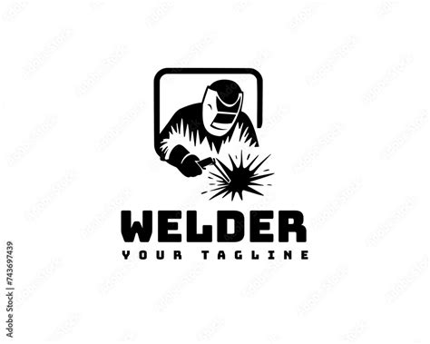 Silhouette Worker Welding Art Logo Icon Symbol Design Template