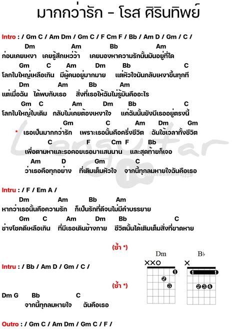 คอร์ดเพลง มากกว่ารัก โรส ศิรินทิพย์ Lenguitar