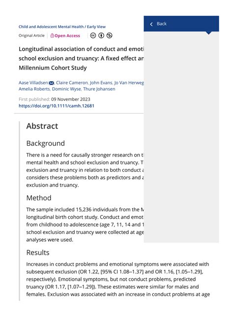 Pdf Longitudinal Association Of Conduct And Emotional Problems With