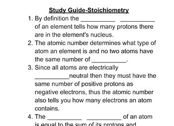 Study Guide Stoichiometry By Coach Smith Science TPT