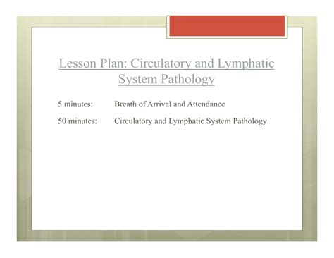 Ppt Lesson Plan Circulatory And Lymphatic System Pathology 5