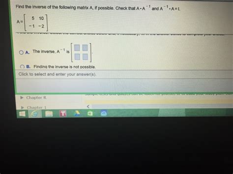 Solved Find The Inverse Of The Following Matrix A If