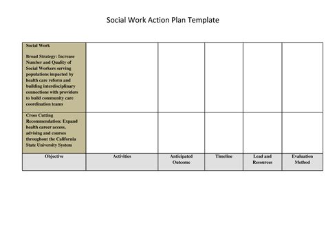 Social Work Action Plan 3 16 12 Social Work Broad Strategy Increase