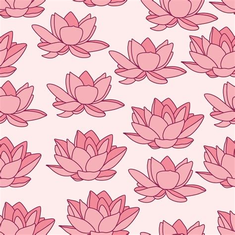 Premium Vector Water Lily Repeat Pattern Design Handdrawn Background Botanical Pattern For