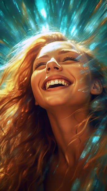 Una Pintura De Una Mujer Con Cabello Rojo Y Ojos Azules Foto Premium
