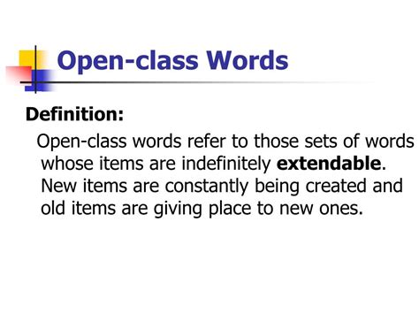 Open Class And Closed Class Words
