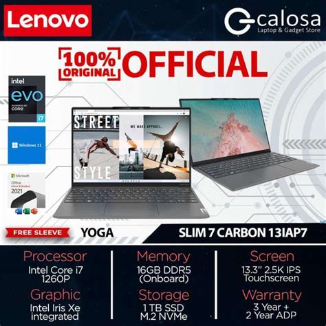 Jual Lenovo Yoga Slim 7i Carbon Core I7 1260p 16gb 1tb Ssd Touch Win 11 Ohs Di Seller Calosa