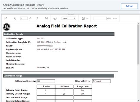 generate a calibration report