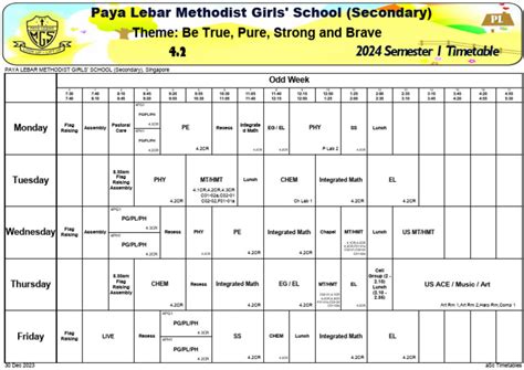 Odd Week Timetable 2024 Sem 1 Pdf