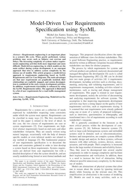 pdf model driven user requirements speciﬁcation using sysmlmodel