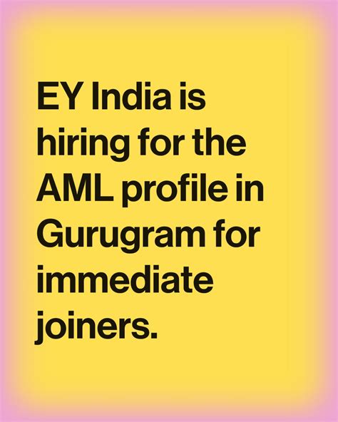 Ey India Is Hiring For The Aml Profile In Gurugram For Immediate