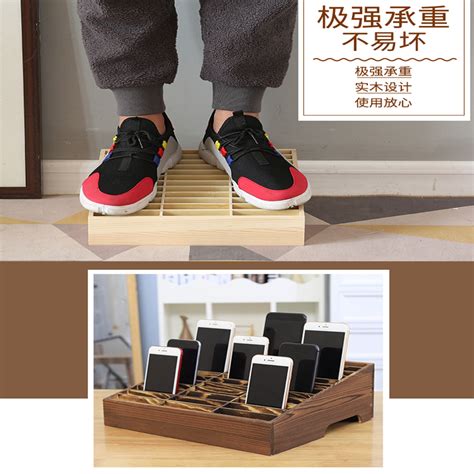 手机收纳盒桌面办公会议手机管理盒子简约实木多格学生手机存放架 虎窝淘