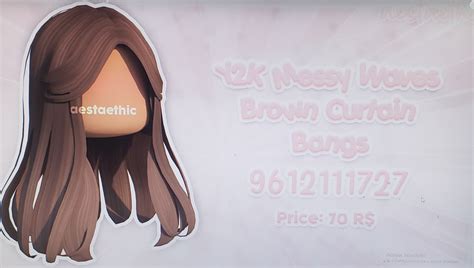 Y2k Messy Waves Brown Curtain Bangs Brown Hair Roblox Brown Hair Roblox Id Brown Hair Id