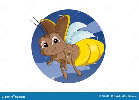 Cute Firefly Beetle Bug Insect Animal Cartoon Kawaii Funny Smiling