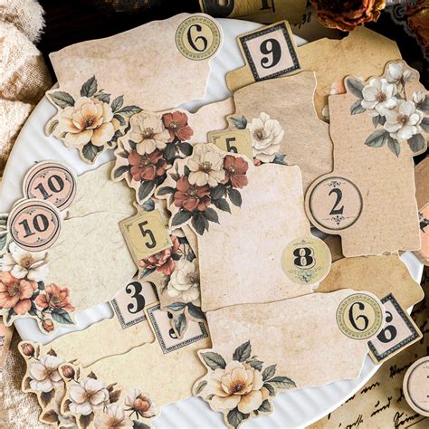 Vintage Flower Label Sticker Vivi Stationery