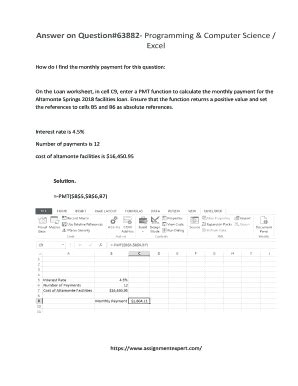 On The Loan Worksheet In Cell C9 Enter A Pmt Function Fill Online