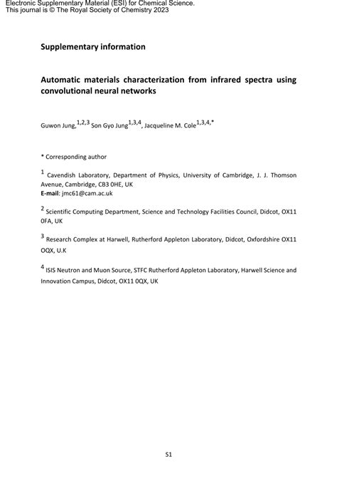 Pdf Automatic Materials Characterization From Infrared Spectra Using Convolutional Neural Networks