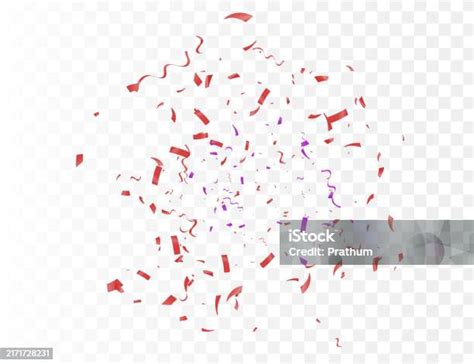벡터 색종이 빨간 반짝이 투명한 배경에 색종이 조각의 폭발 여러 가지 빛깔의 색종이 조각 공휴일에 대한 스톡 벡터 아트 및 기타 이미지 Istock