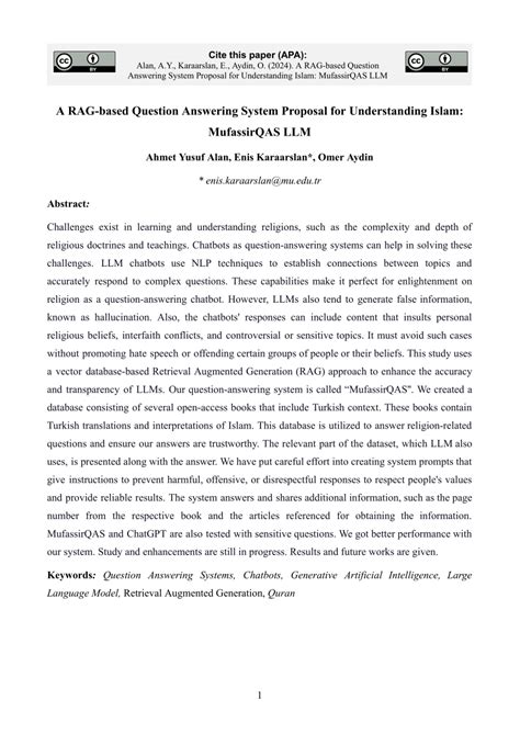 Pdf A Rag Based Question Answering System Proposal For Understanding