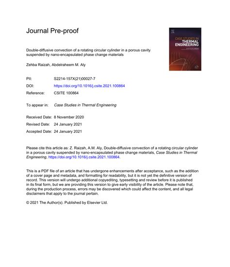 Pdf Double Diffusive Convection Of A Rotating Circular Cylinder In A