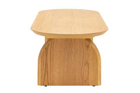 Geo Wooden Oval Coffee Table With Solid Panel Legs