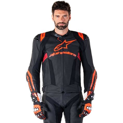 Alpinestars Missile V3 Ignition Leather Motorcycle Jacket Black Red