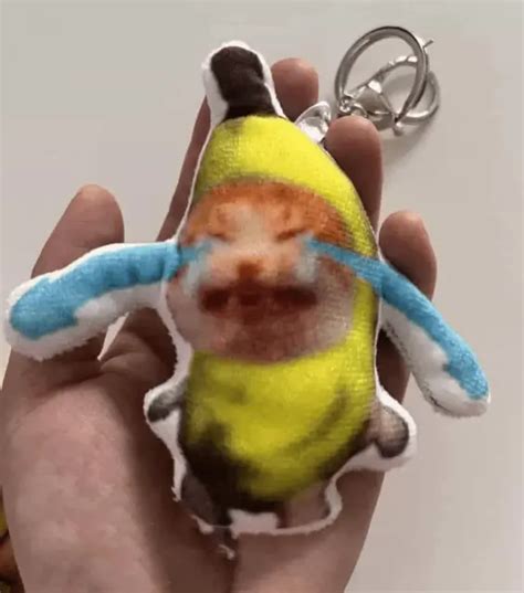 Banana Cat Meme Keychain With Sound Happy Happy Happy Meme Keychain