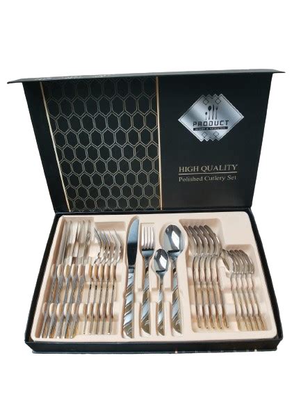 ᐉ Набір столових приборів на 6 персон з орнаментом Хром Золотий • Краща ціна в Києві Україні