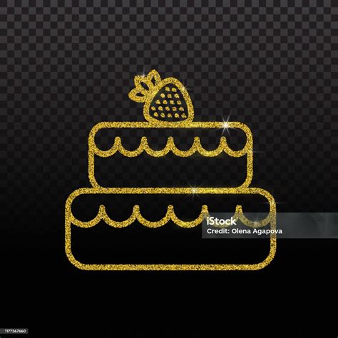 배경에 고립 된 컵 케이크 반짝이 아이콘입니다 초대장 인사말 카드 생일의 디자인용 골든 글리터 컵케이크 금 금속에 대한 스톡
