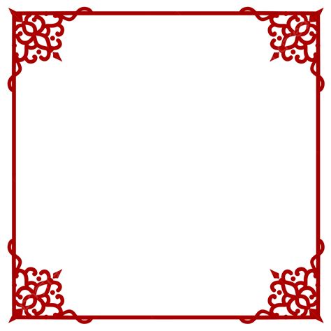 border red retro simple pattern decorative photo frame corner pattern