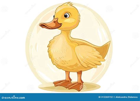 Cute Duck Cartoon Style Illustration In Circle Stock Illustration