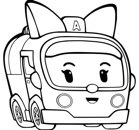 Robocar Amber Coloring Pages 6 Printable Sheets Simple To Draw Easy