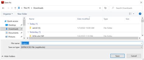 Saving A VEXcode EXP Blocks Projects On Windows VEX Library